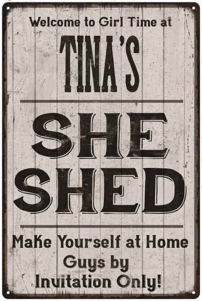 TINA'S She Shed Sign Lady Cave Gift 12 x 18 Matte Finish Metal ...