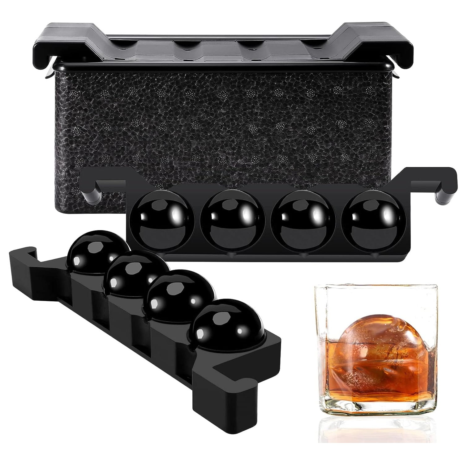 TINANA Crystal Clear Ice Maker, Silicone Ice Ball Tray, 2" Large Ice ...