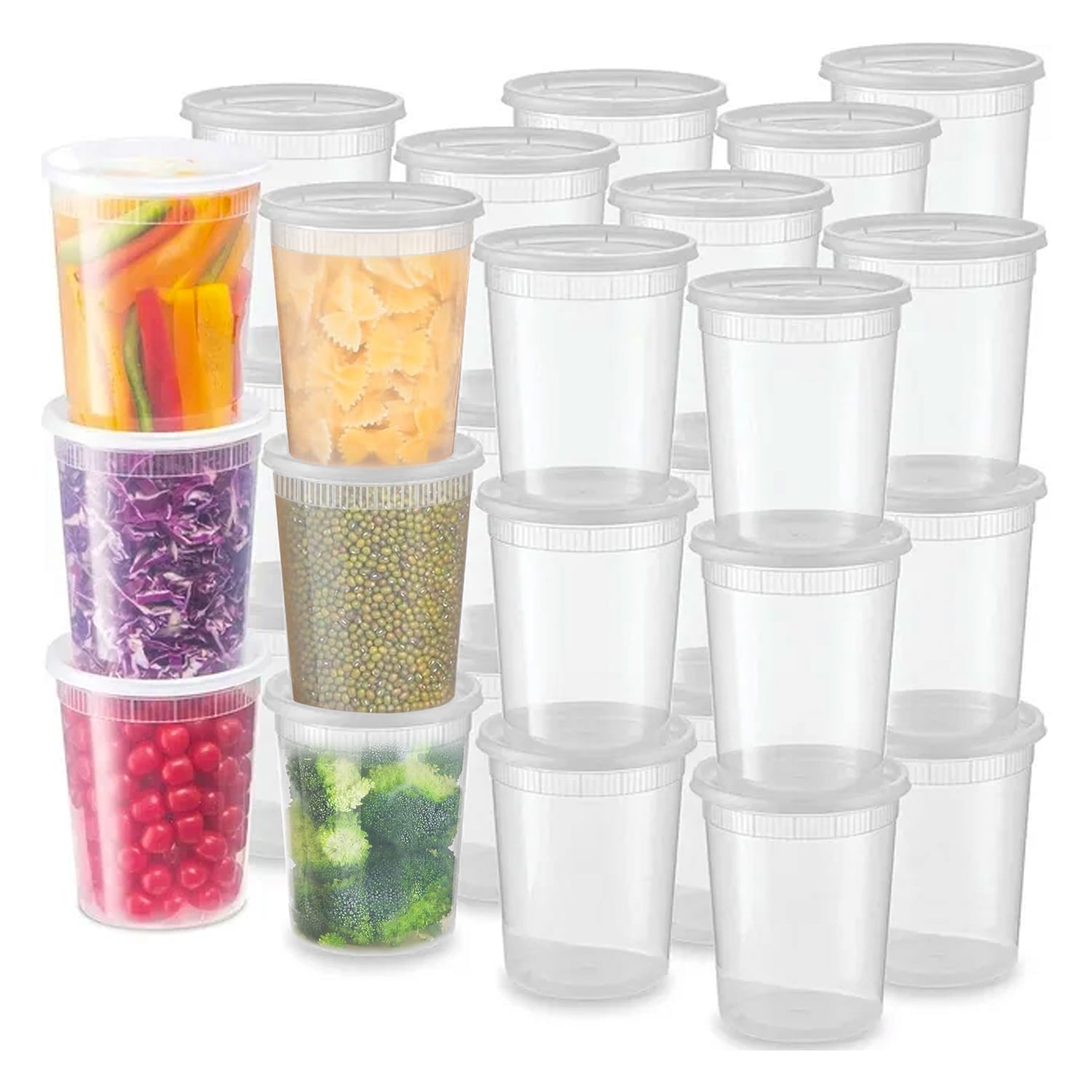 TINANA Food Storage Containers: 32 oz Plastic Deli Containers with Lids ...