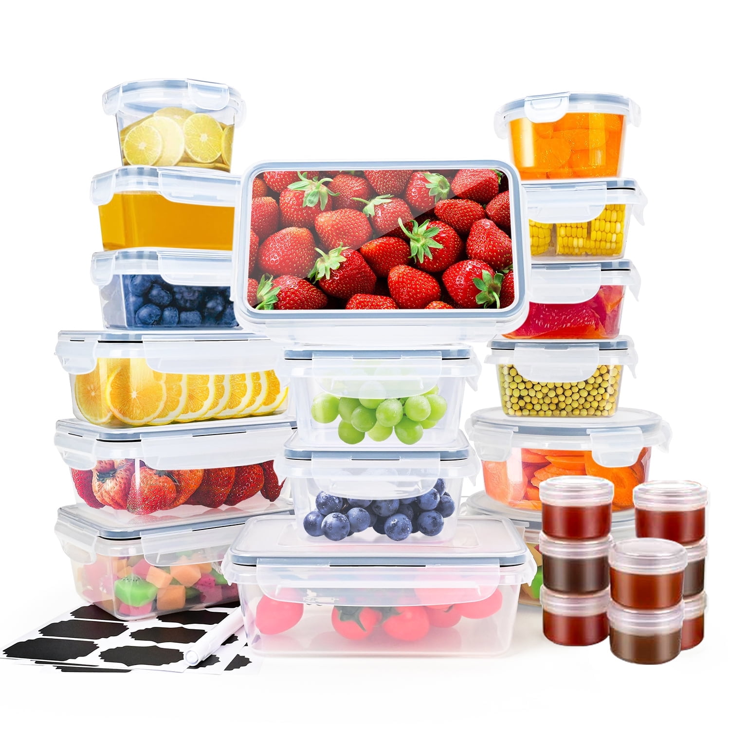 TINANA Food Storage Containers with Airtight Lids: 52 PCS Kitchen ...