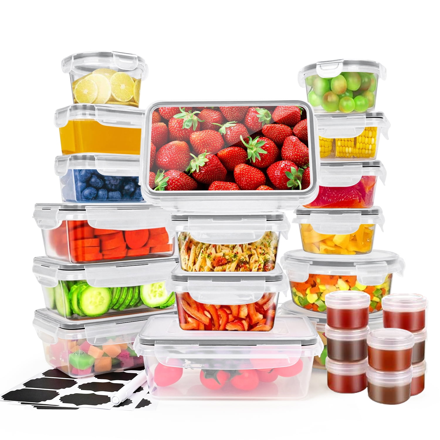 TINANA Food Storage Containers with Airtight Lids, 52 PCS Kitchen ...