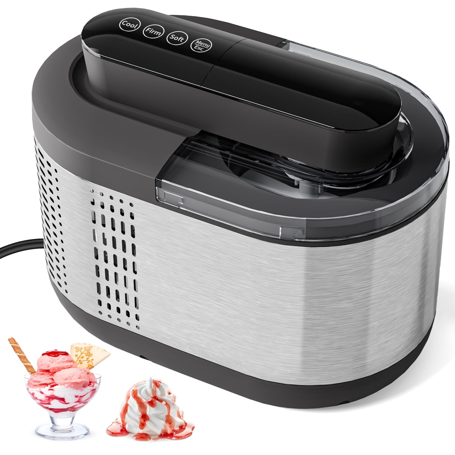 TINANA Ice Cream Maker Machine with Semiconductor Cooling, No Pre ...