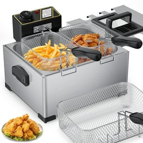 Farberware Kitchen Machine, 4L Dual Deep Fryer with Basket, Stainless ...