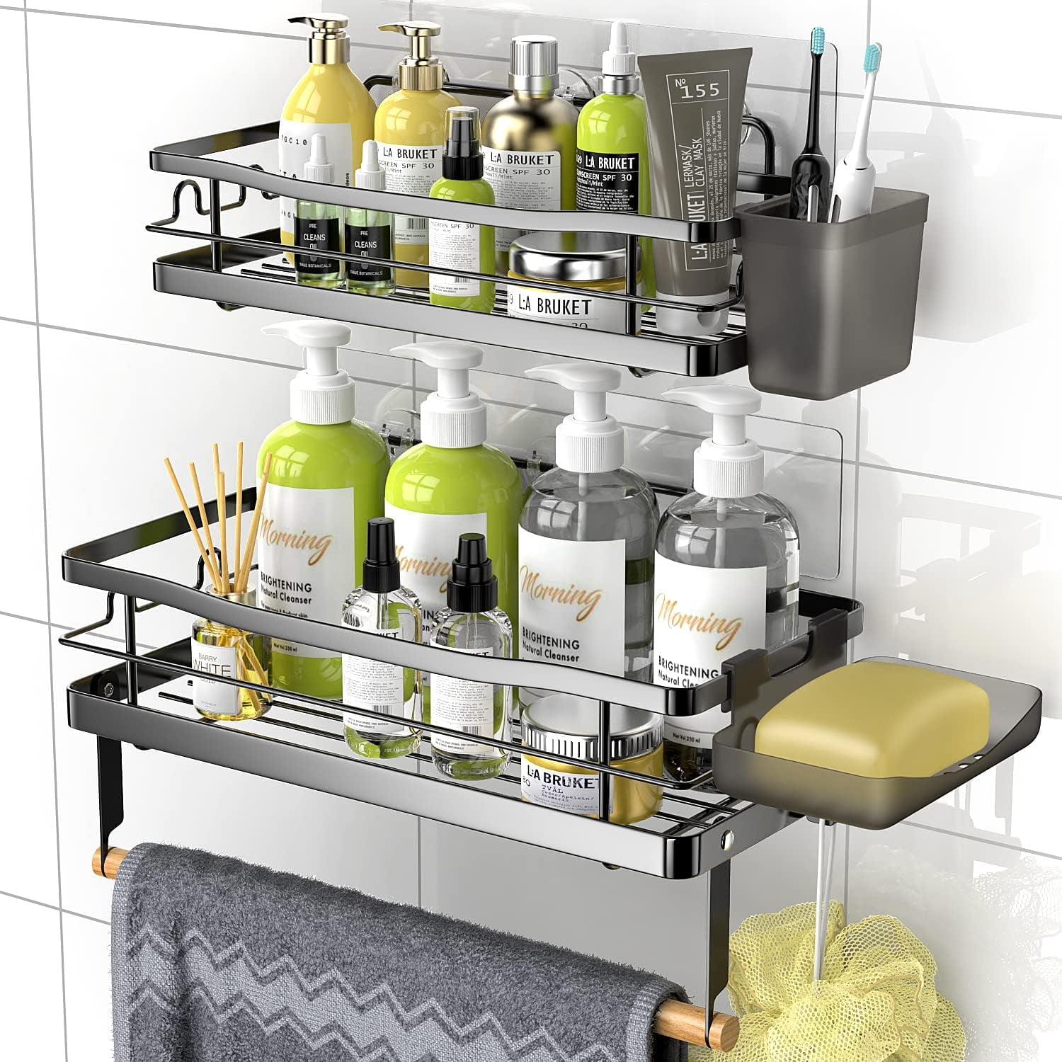TINANA Shower Caddy Shelf Organizer Rack: Self Adhesive Bathroom ...