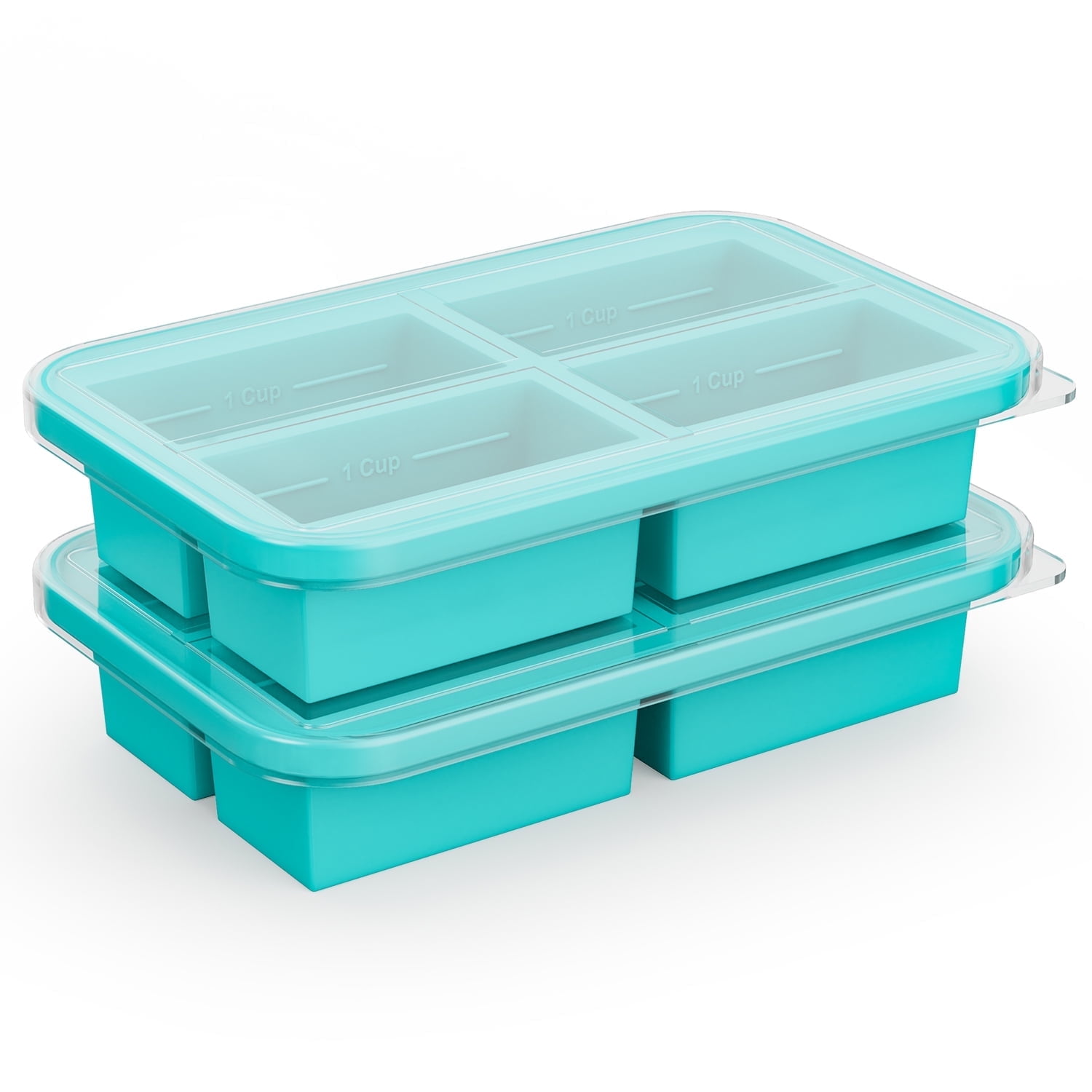 TINANA 2 Pack 1-Cup Silicone Freezing Tray with Lid, Easy-Release Food ...