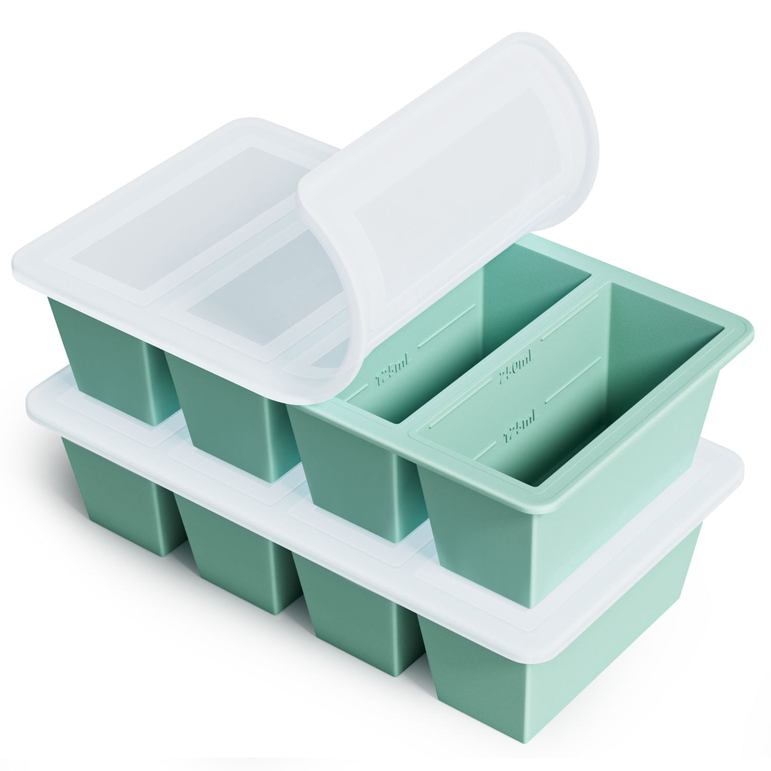 TINANA Silicone Freezer Tray, 1 Cup Food Molds, Non-Stick, Stackable ...