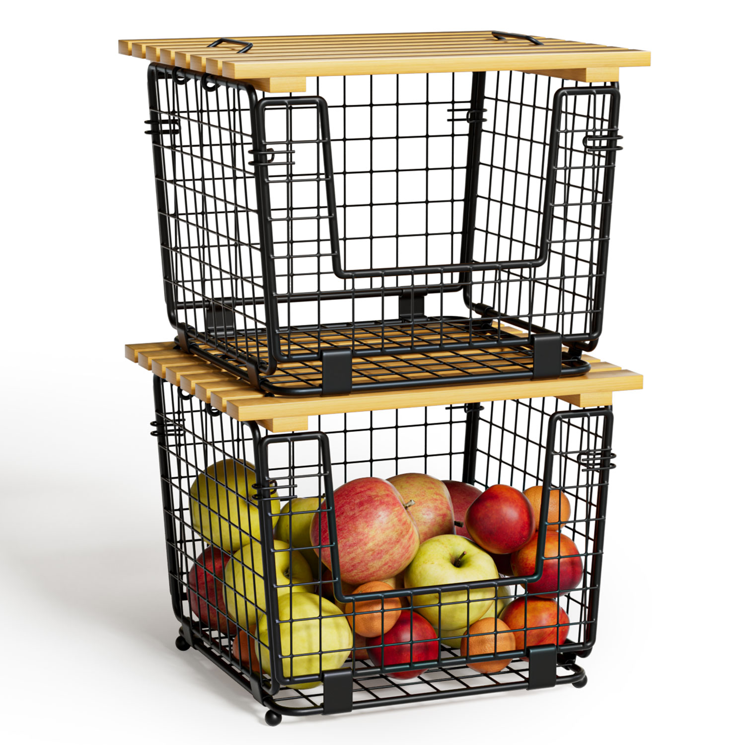 Auledio 2-Tier Countertop Fruit & Vegetable Storage Basket with Banana ...