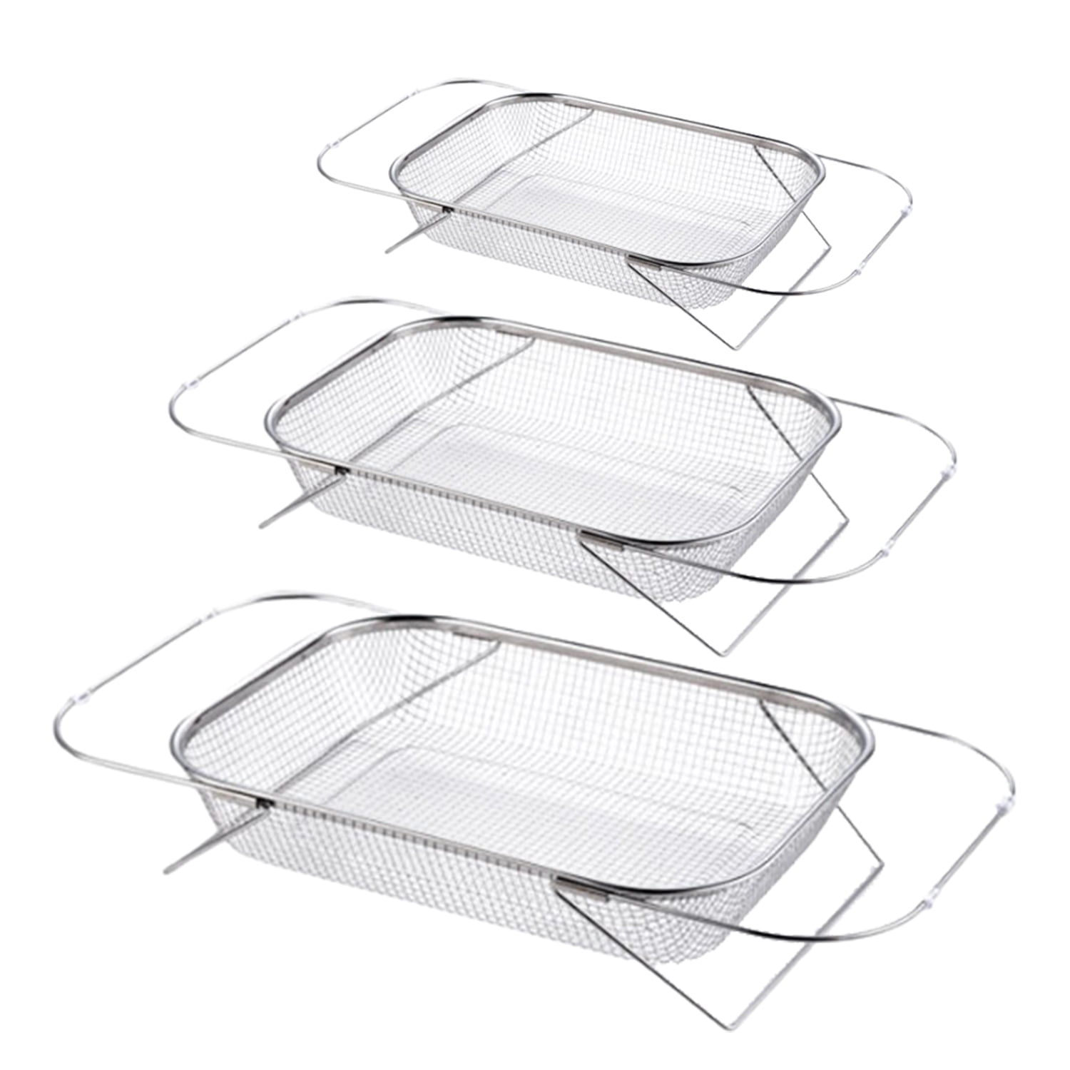 TINANA Over the Sink Colander Set, 3 Stainless Steel Baskets with ...