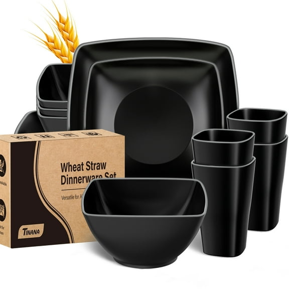 Wheat Straw Dinnerware Sets,Plates and Bowls Set, Dish Sets for 8 ...