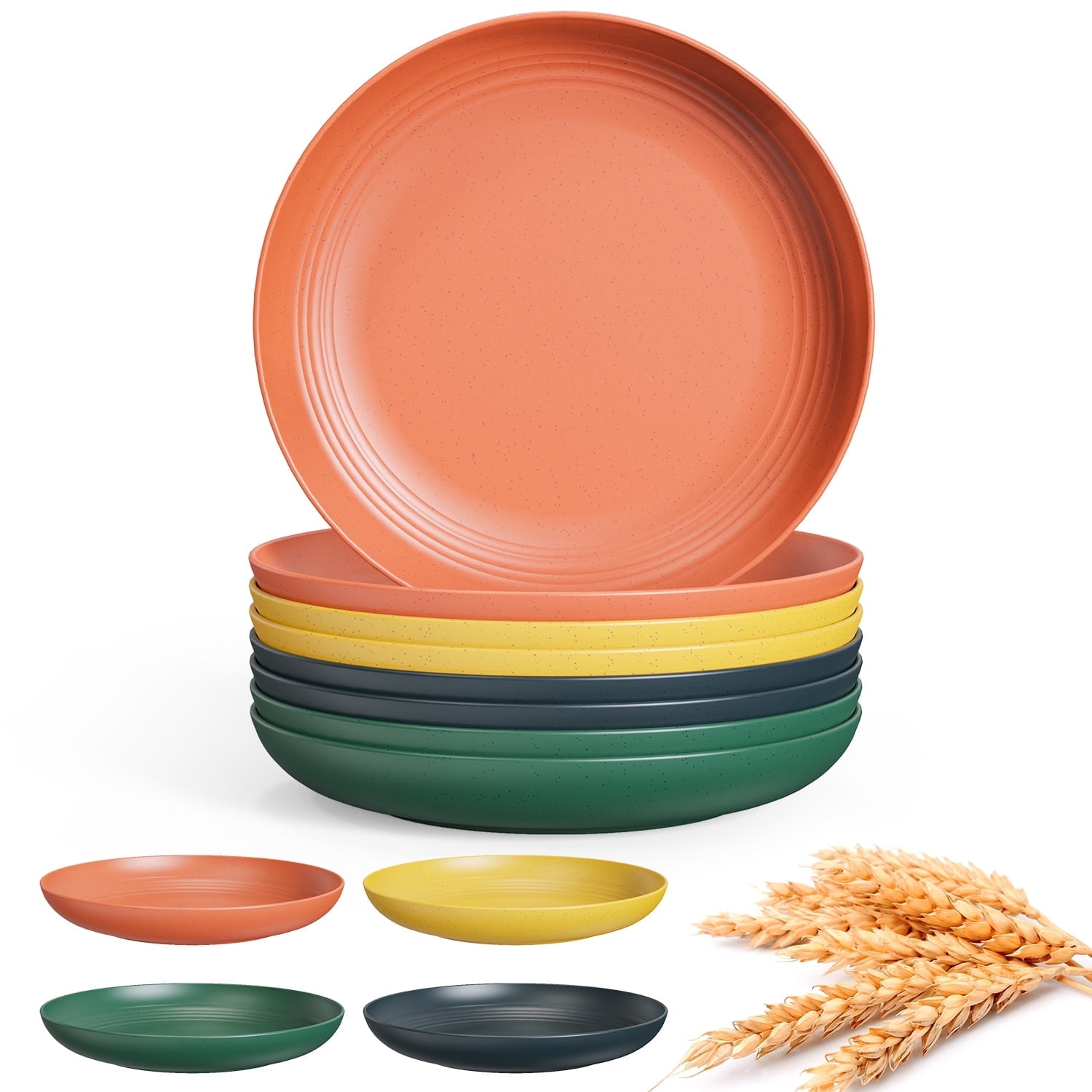 TINANA Wheat Straw Plates Set of 8: 10 Inch, Microwaveable, Non ...