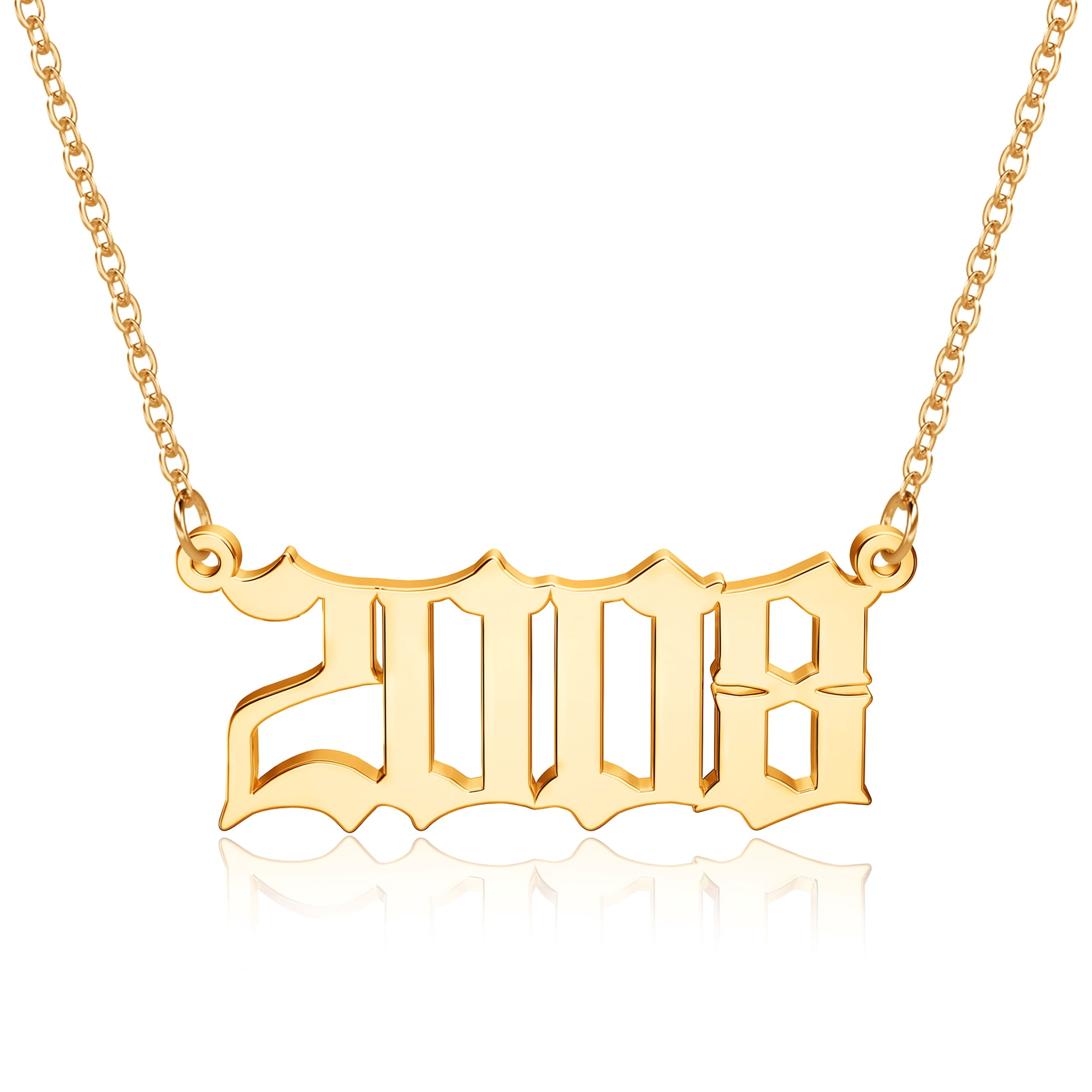 TINGN Birth Year Necklace for Women Gold Necklace Old English Birth ...
