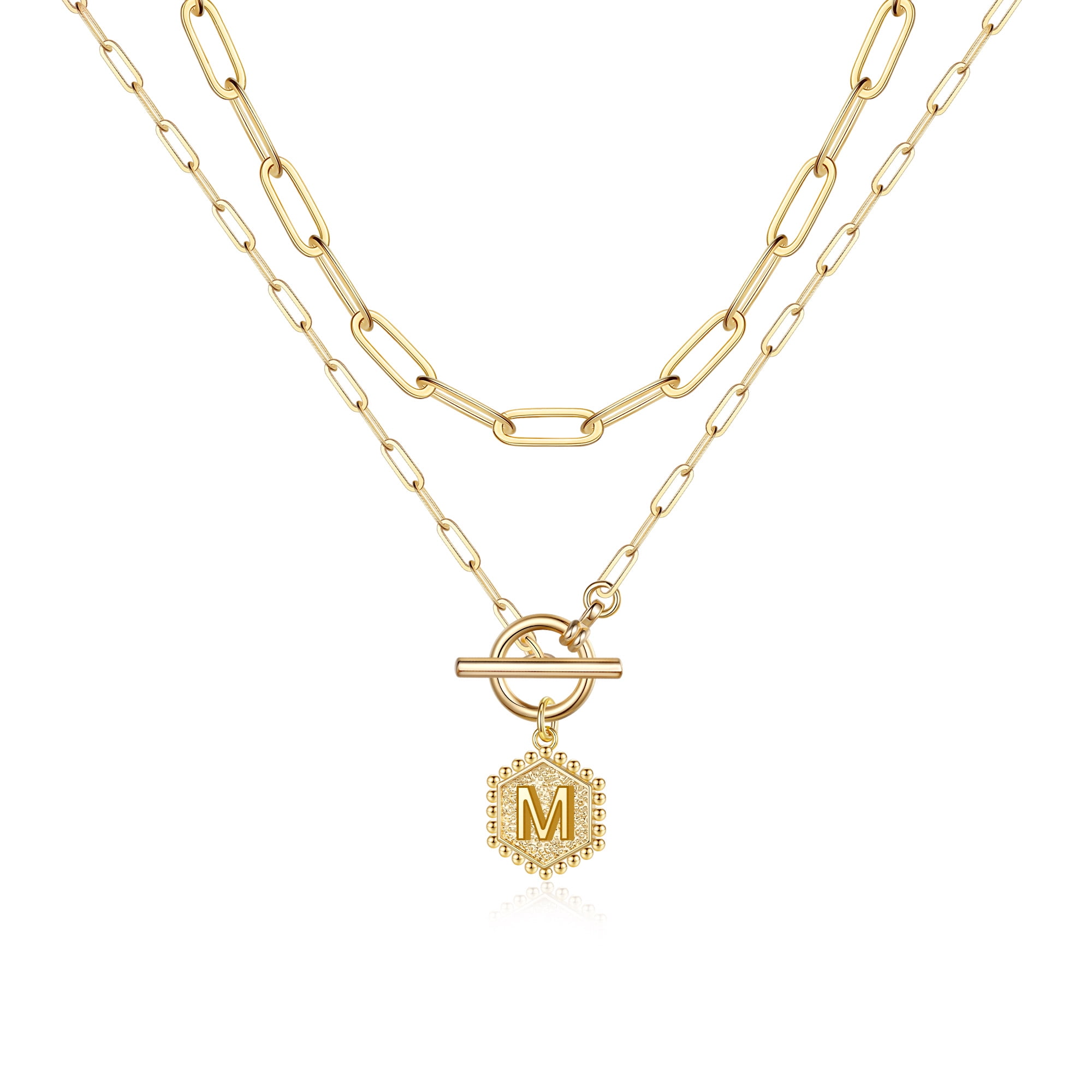 TINGN Dainty Layered Initial Necklaces for Women Paperclip Link Chain ...