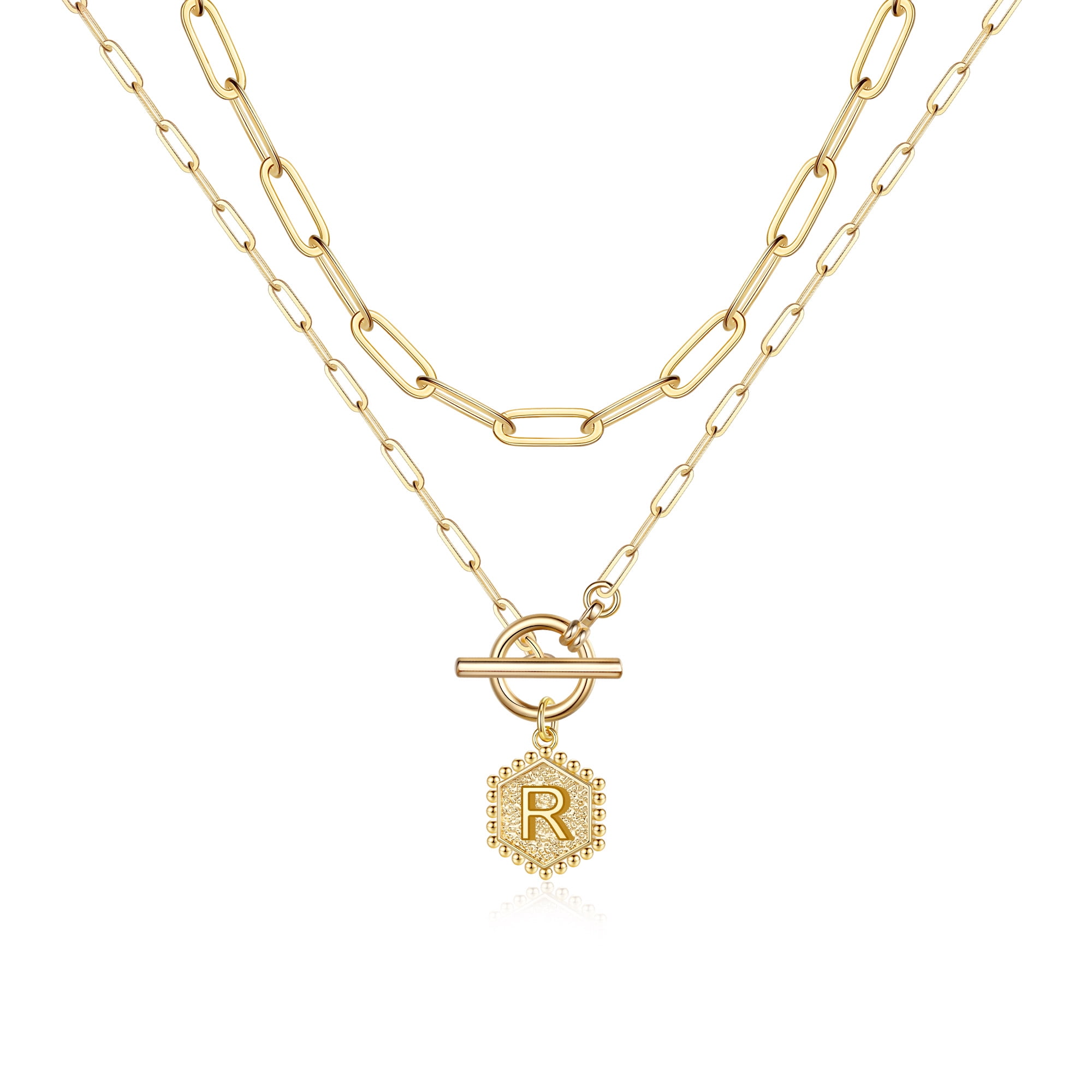 TINGN Dainty Layered Initial Necklaces for Women Paperclip Link Chain ...