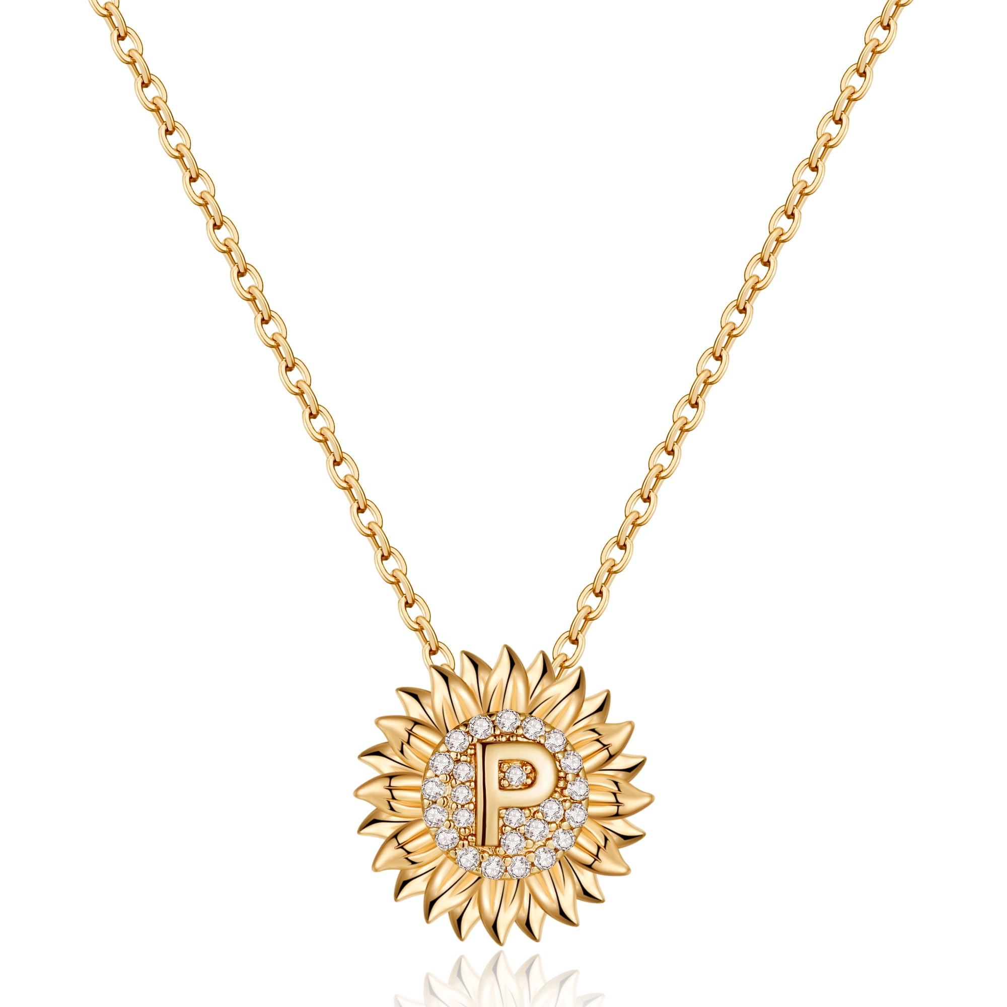 TINGN Dainty Sunflower Necklace Sunflower Gifts CZ Initial Sunflower ...