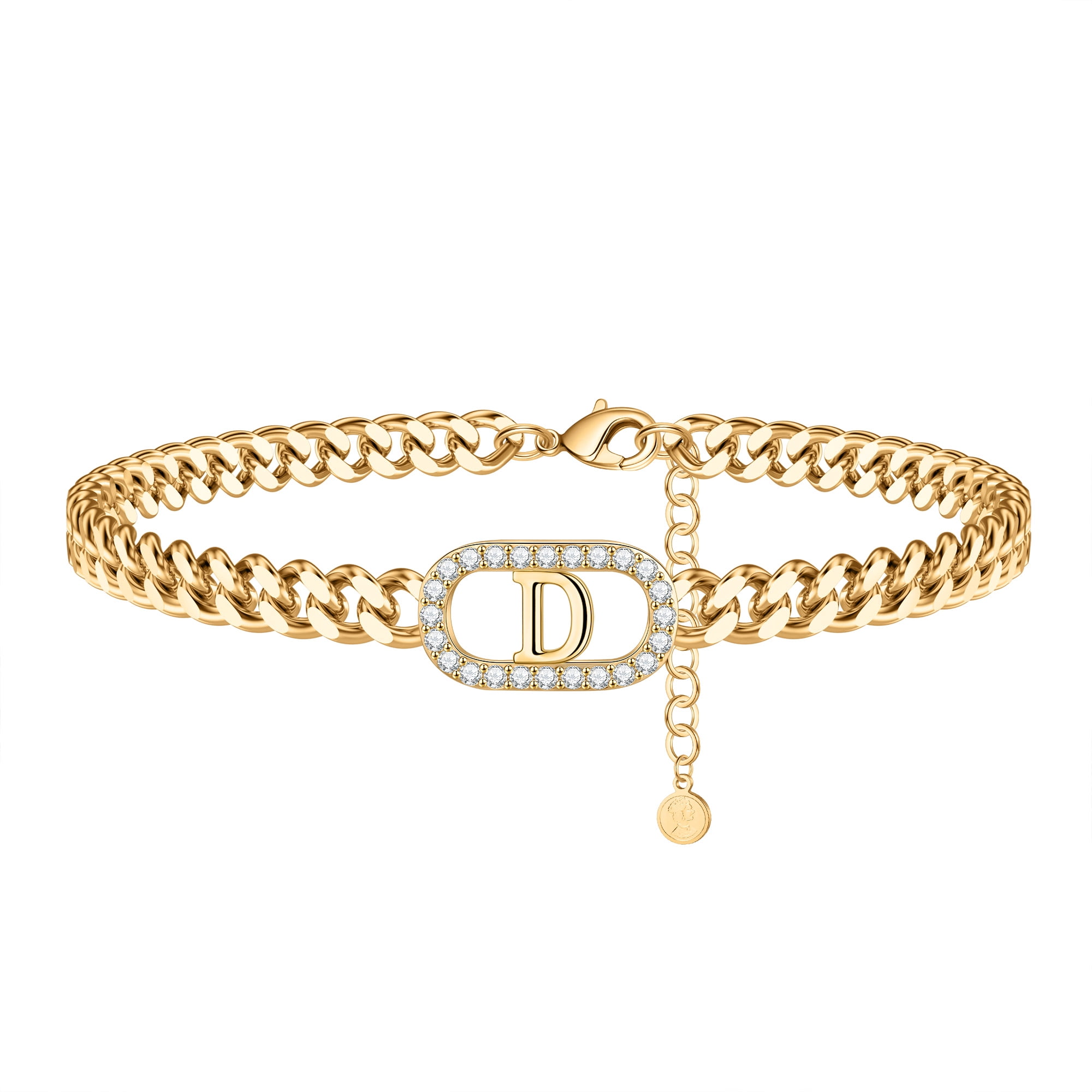 TINGN 14K Gold Plated Initial Ankle Bracelets for Women, Handmade Cuban ...