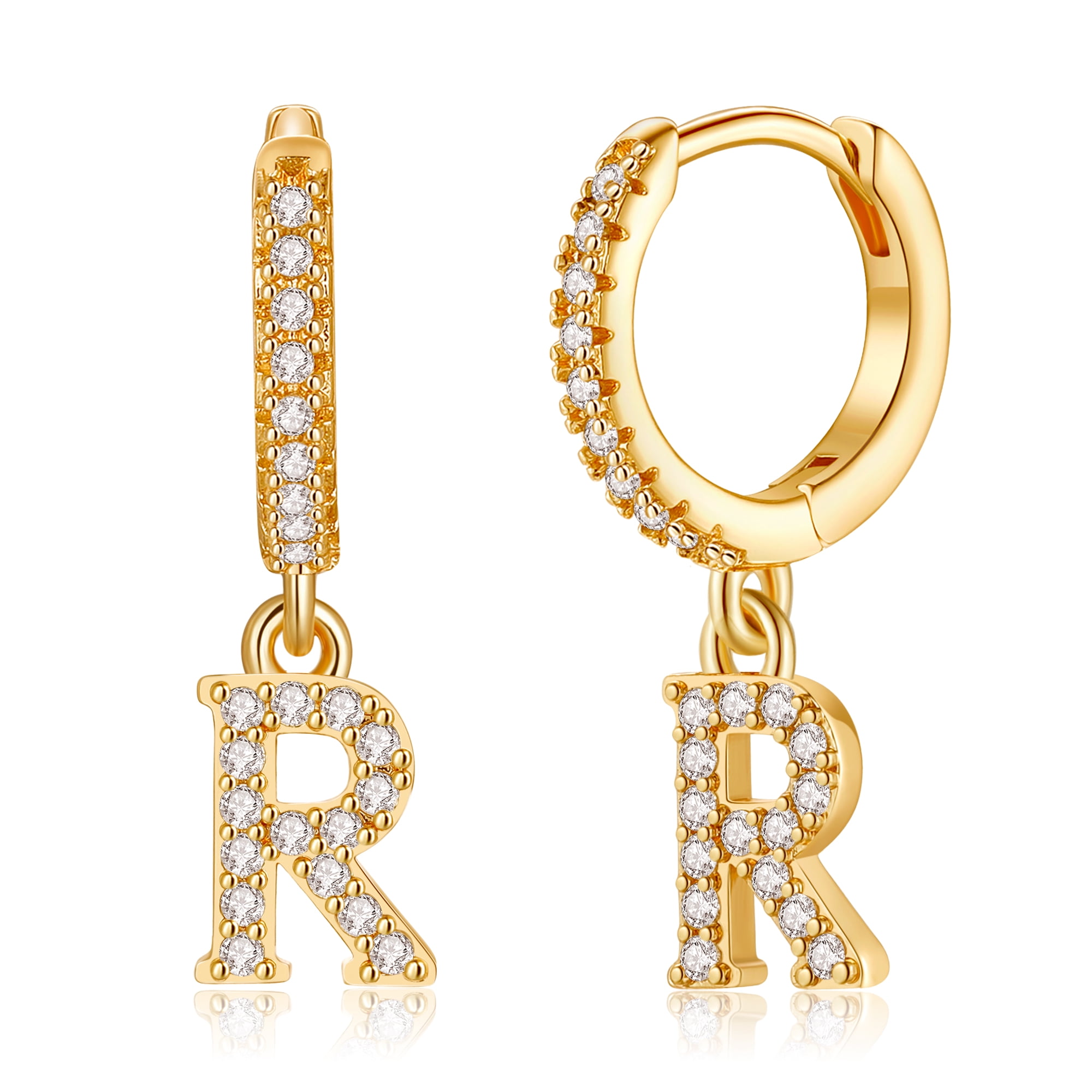 TINGN Gold Initial Hoop Earrings for Kids, 14K Gold Plated Sterling ...
