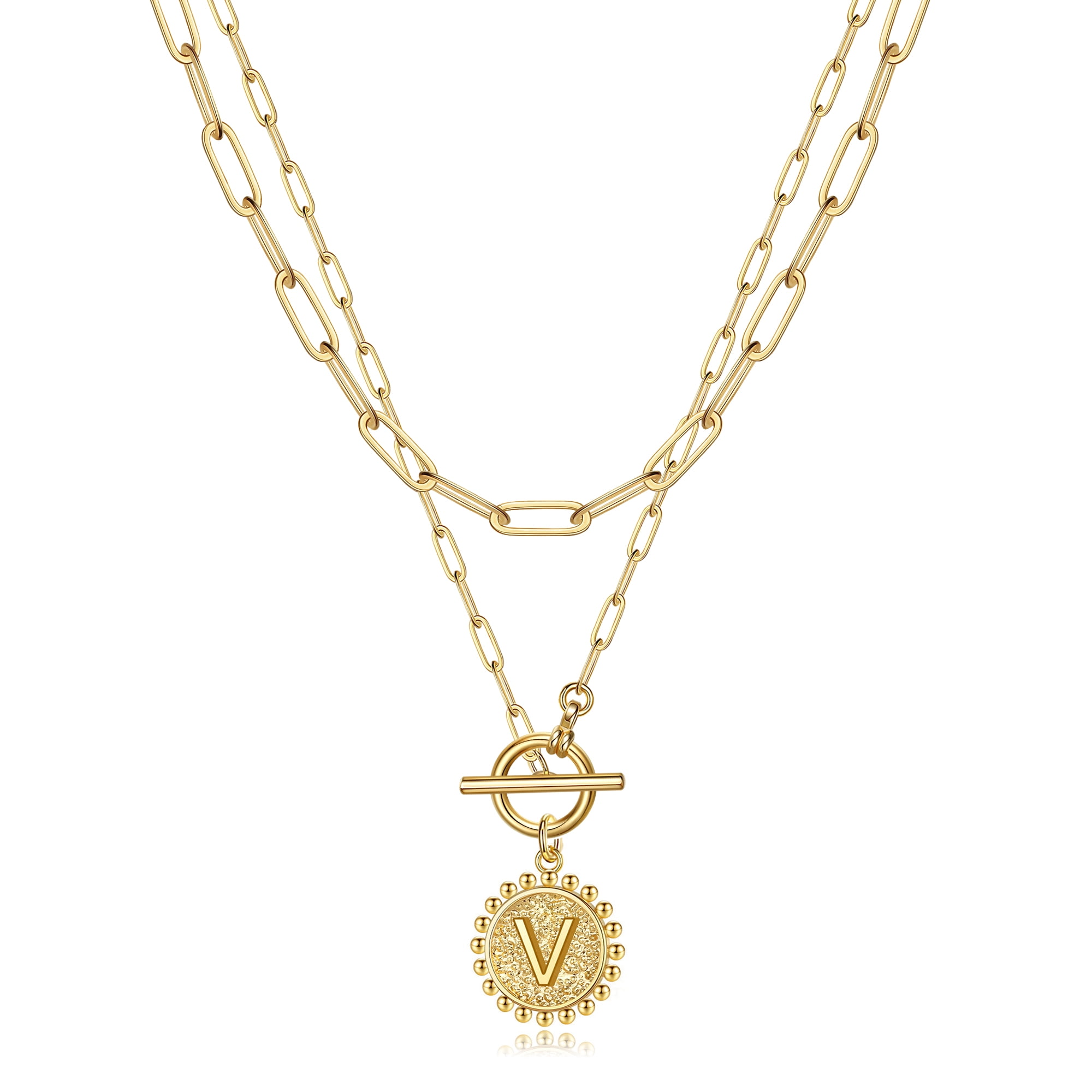 TINGN Gold Layered Initial Necklaces for Women 14K Gold Plated Layering ...