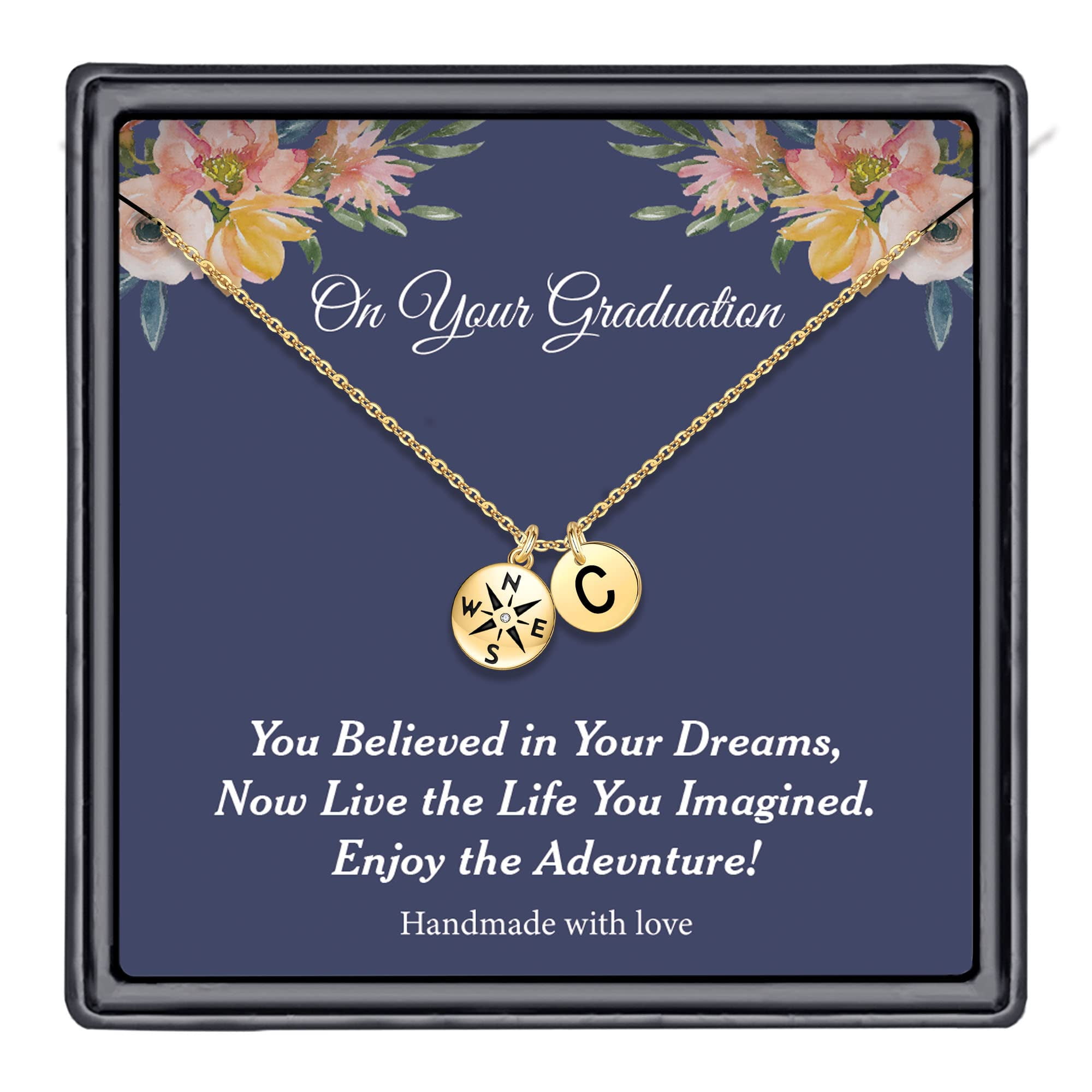 TINGN Graduation Gifts for Her 2024 14K Gold Plated Compass Necklace ...