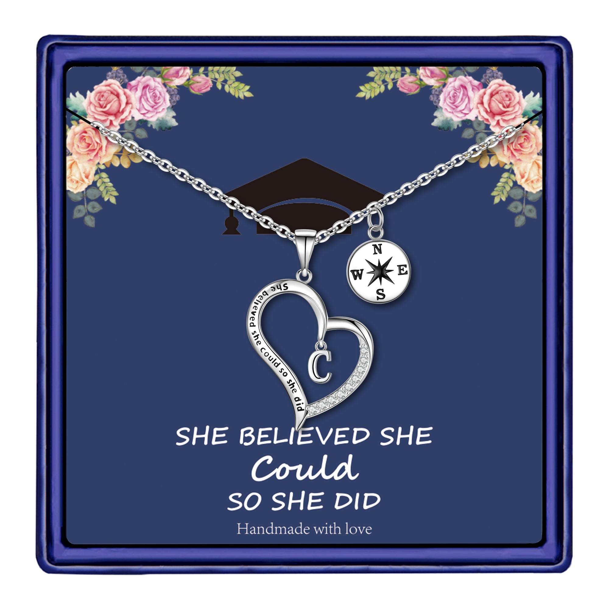 TINGN Graduation Gifts for Her Necklace Sterling Sliver Graduation ...