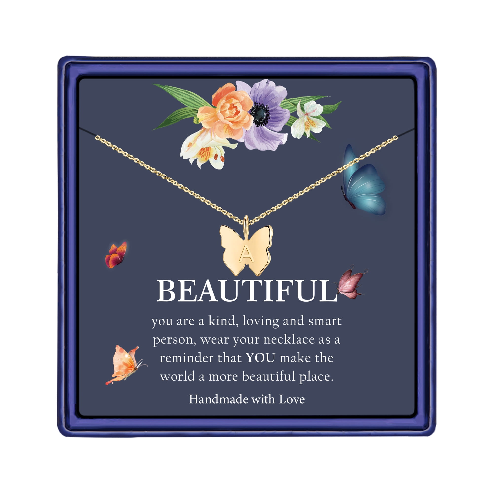 TINGN Initial Butterfly Necklace for Women Dainty Butterfly Pendant ...