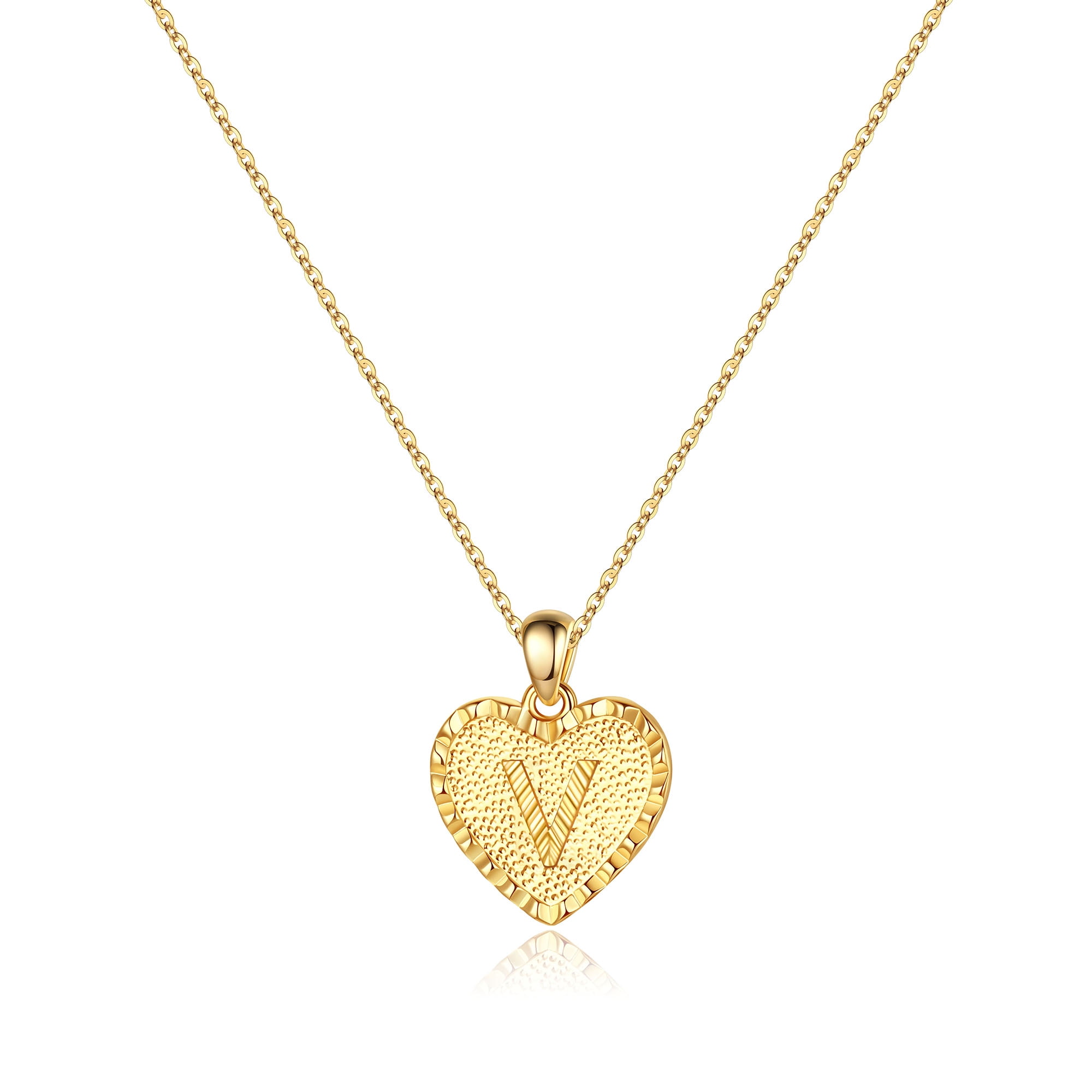 TINGN Initial Necklaces for Women Dainty Heart Pendants Hand Stamped ...