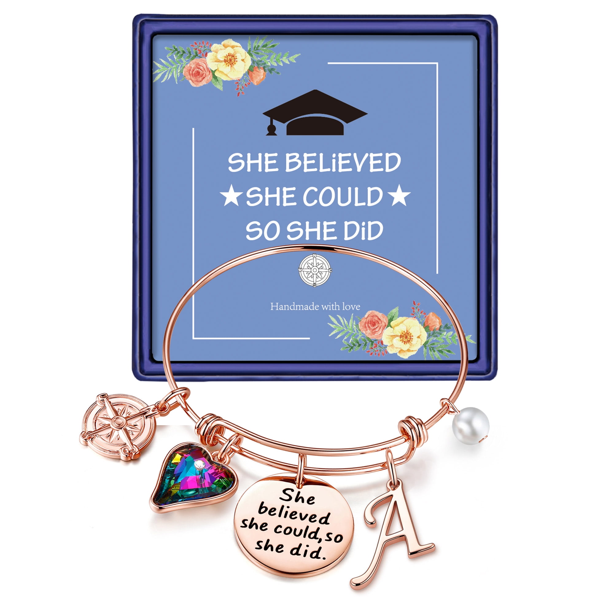 TINGN Inspirational Graduation Bracelet for Friend Engraved Grad Mantra ...