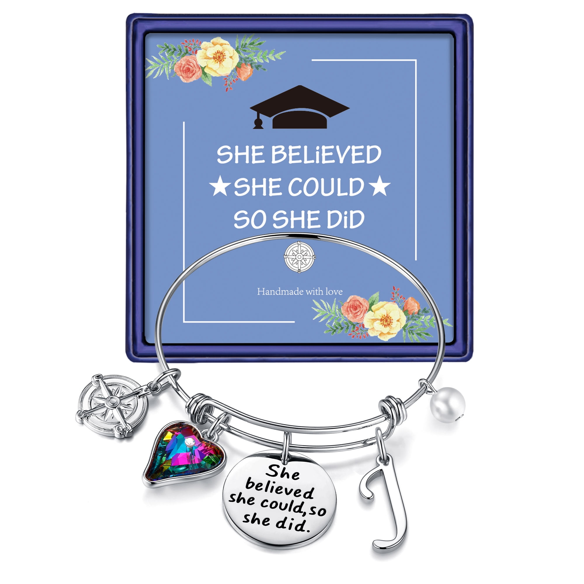 TINGN Inspirational Graduation Bracelet for Friend Engraved Grad Mantra ...