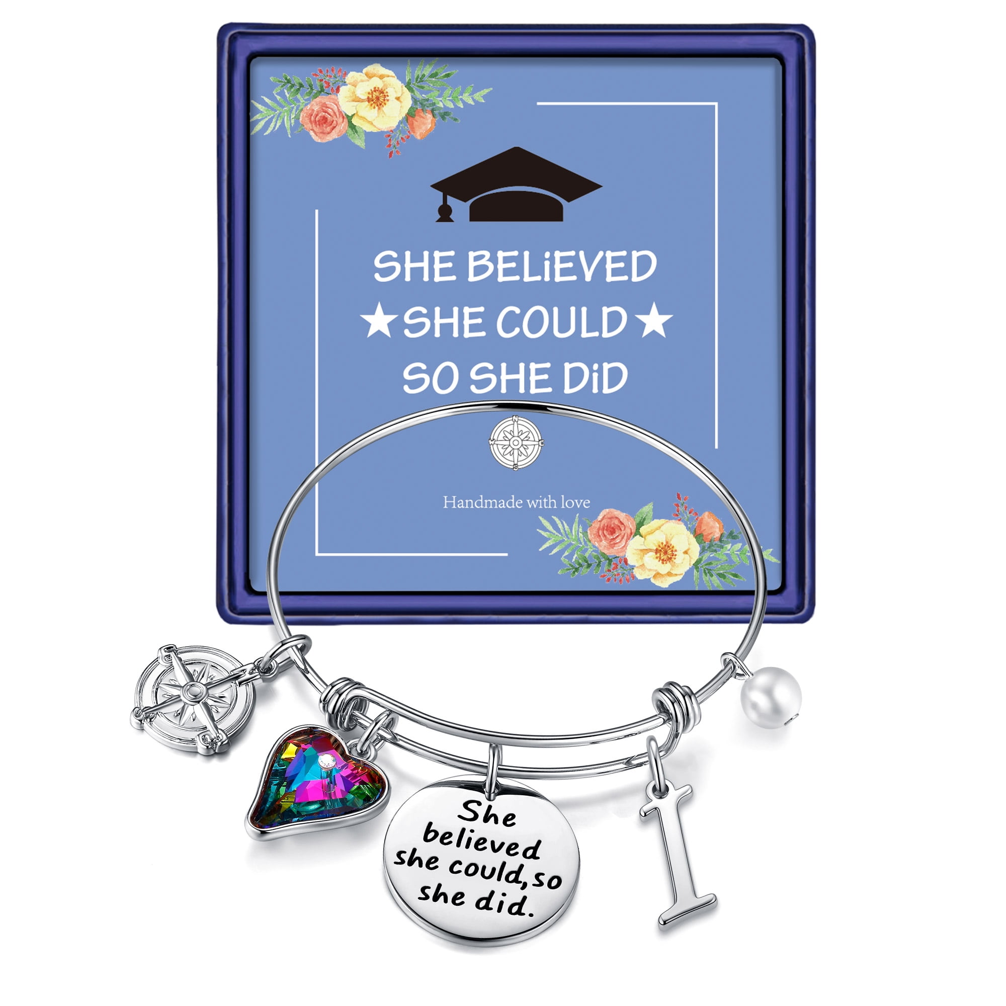 TINGN Inspirational Graduation Bracelet for Friend Engraved Grad Mantra ...