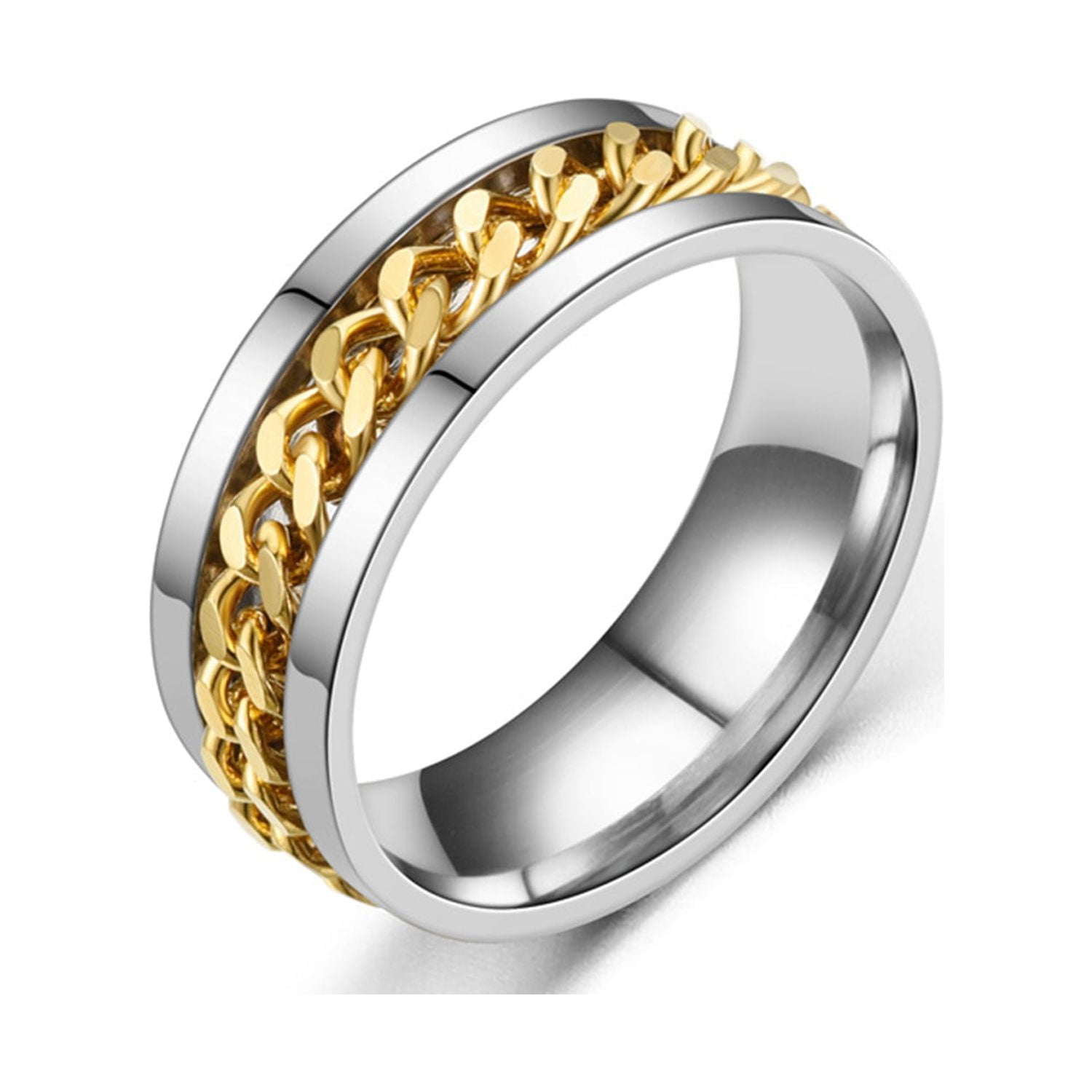 TINGN Intertwine 8mm Spinner Ring Stainless Steel Fidget Ring Anxiety ...