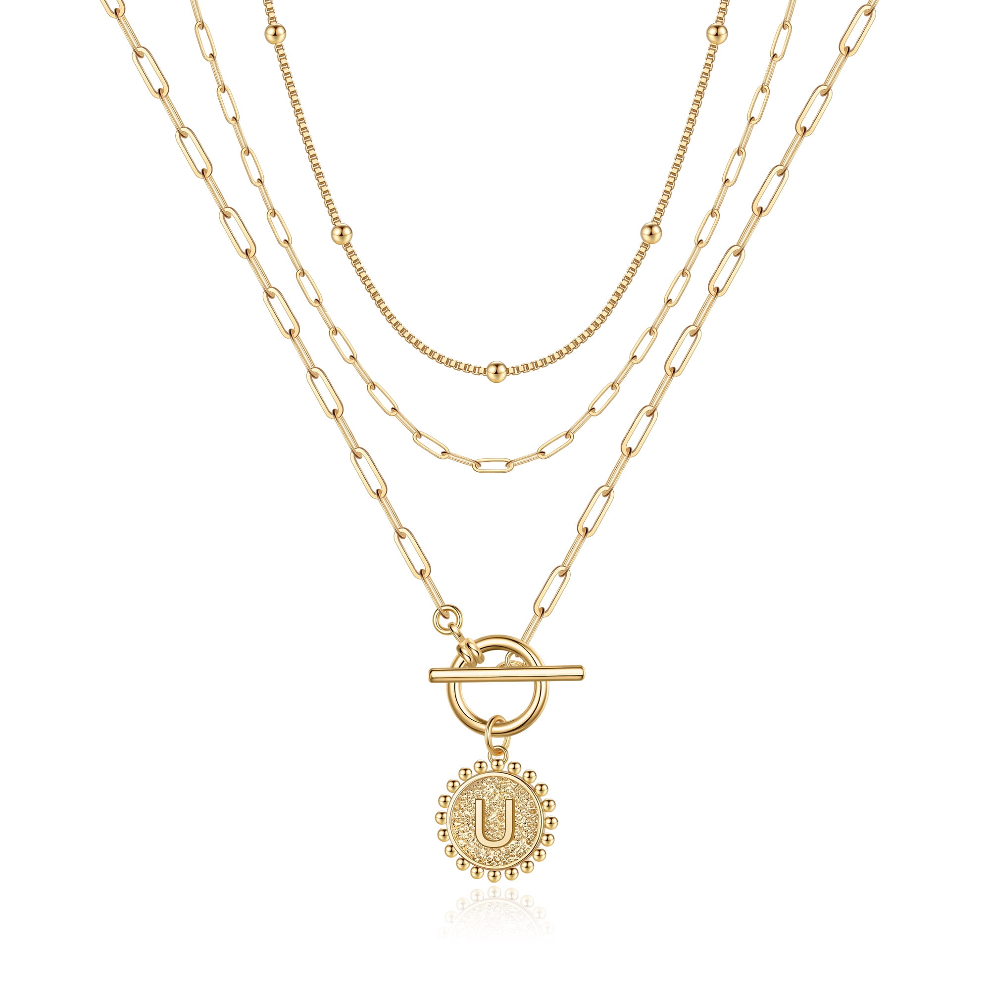TINGN Layered Gold Initial Necklaces for Women 14K Gold Plated ...