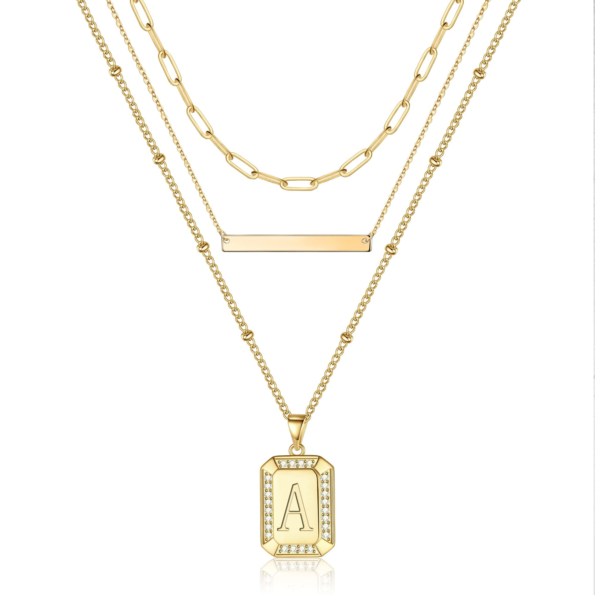 Tingn Layered Initial Necklaces For Women Handmade 14k Gold Plated