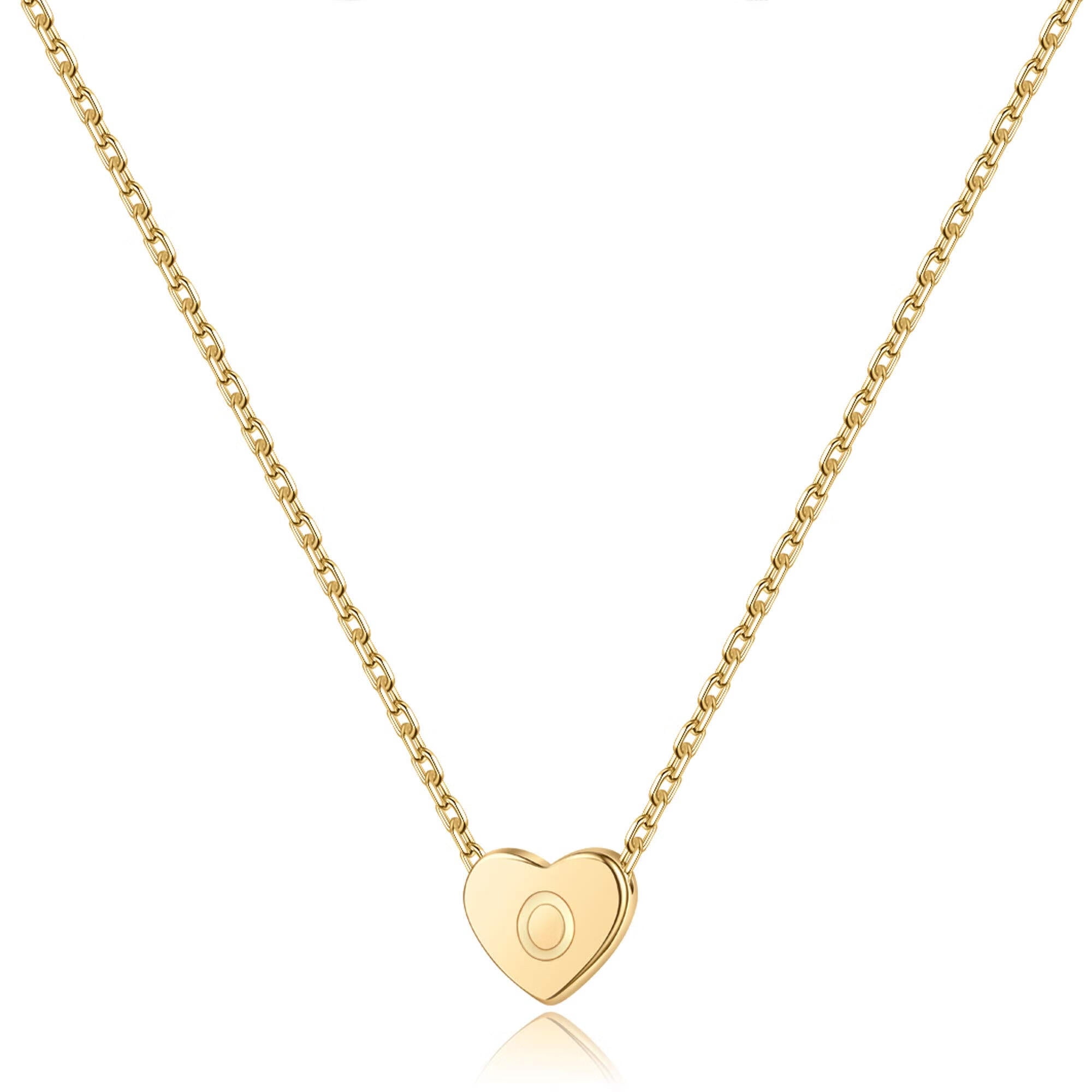TINGN S925 Sterling Silver Heart Initial Necklace White Gold 14K Gold ...