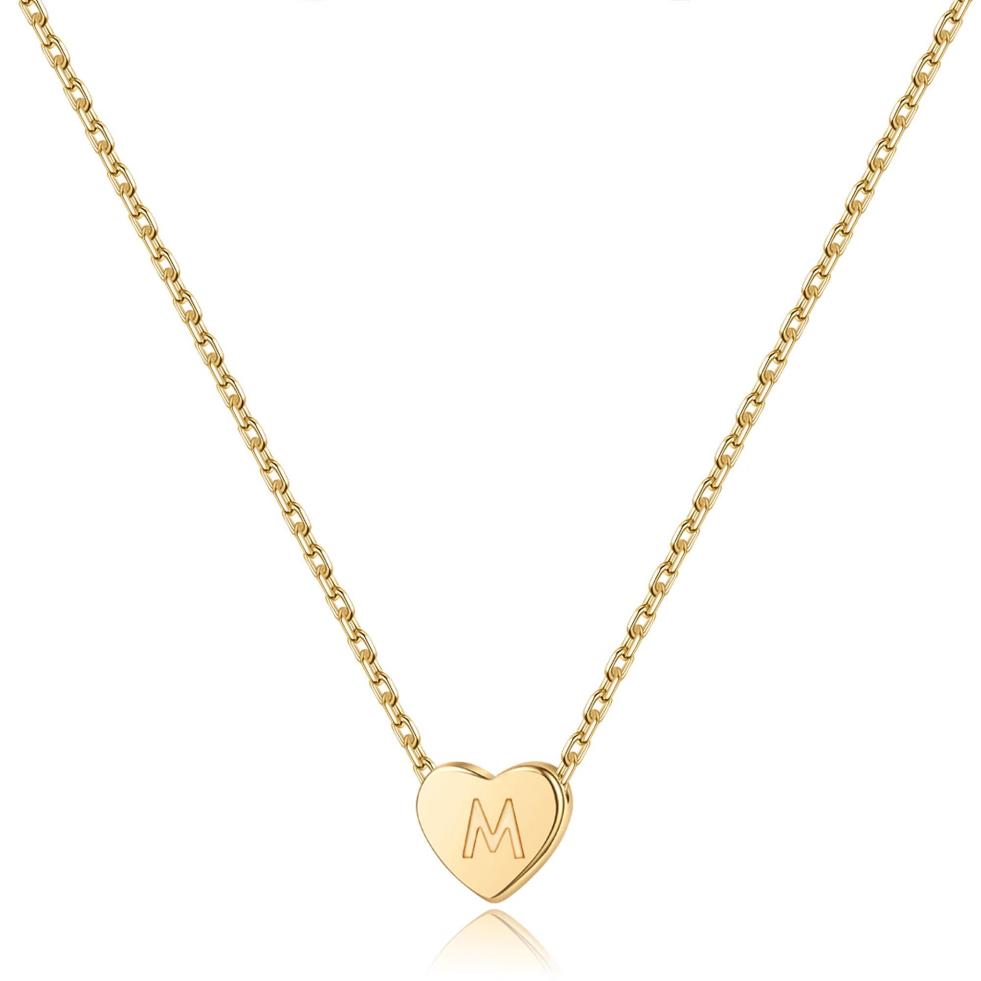 TINGN S925 Sterling Silver Heart Initial Necklace White Gold 14K Gold ...
