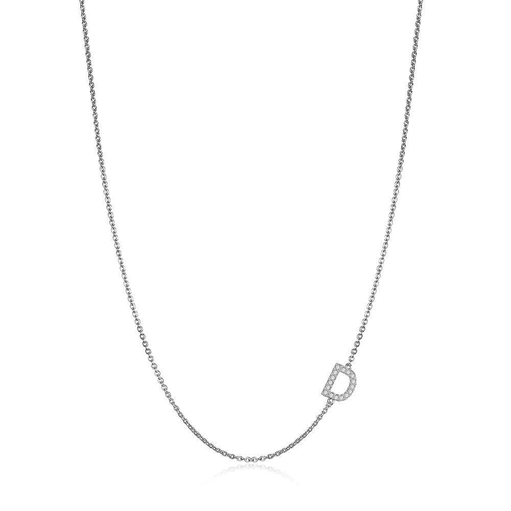 TINGN Sideways Initial Necklace for Women Dainty Cubic Zirconia ...