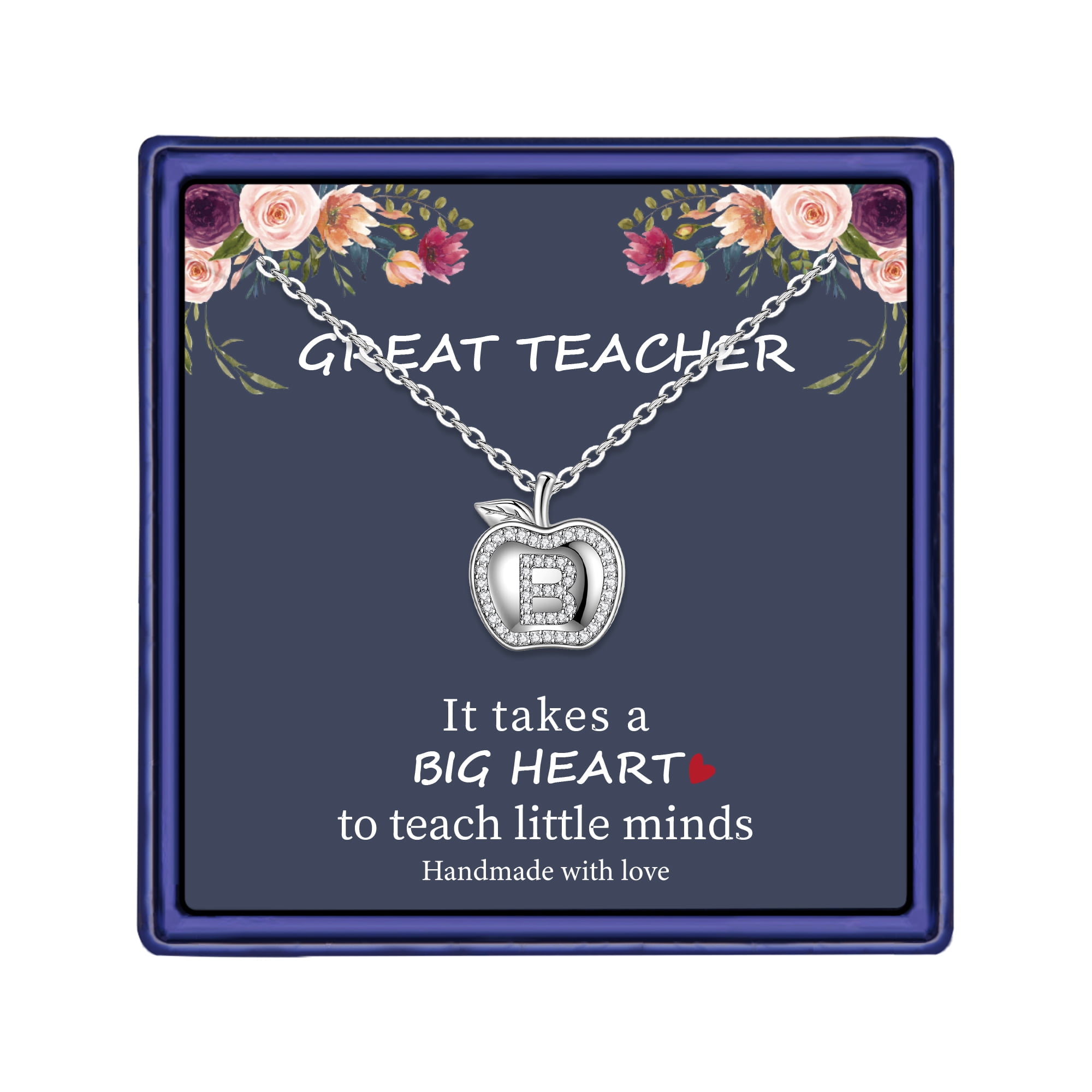 TINGN Teacher Gifts for Women Necklace White Gold Plated Dainty Apple ...