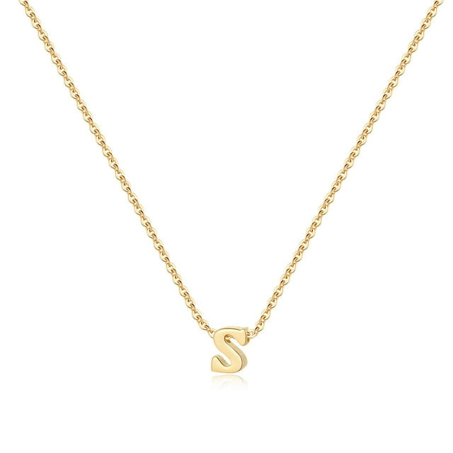 TINGN Tiny Initial Necklace for Girls 14K Gold Plated Initial Necklaces ...