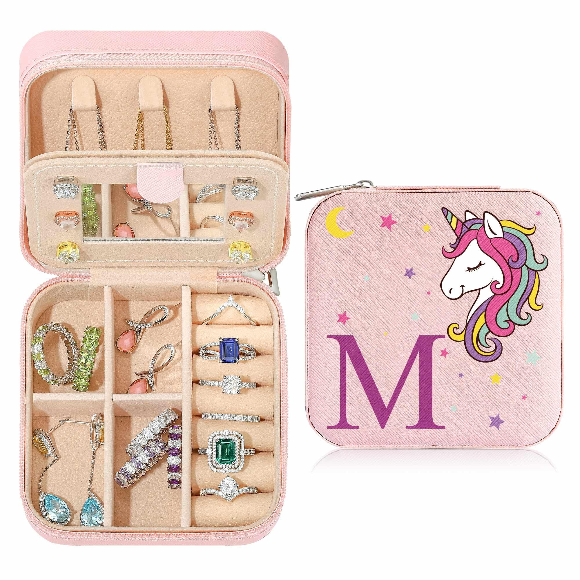 TINGN Unicorn Initial Jewelry Box, Personalized Gift Valentines Day ...