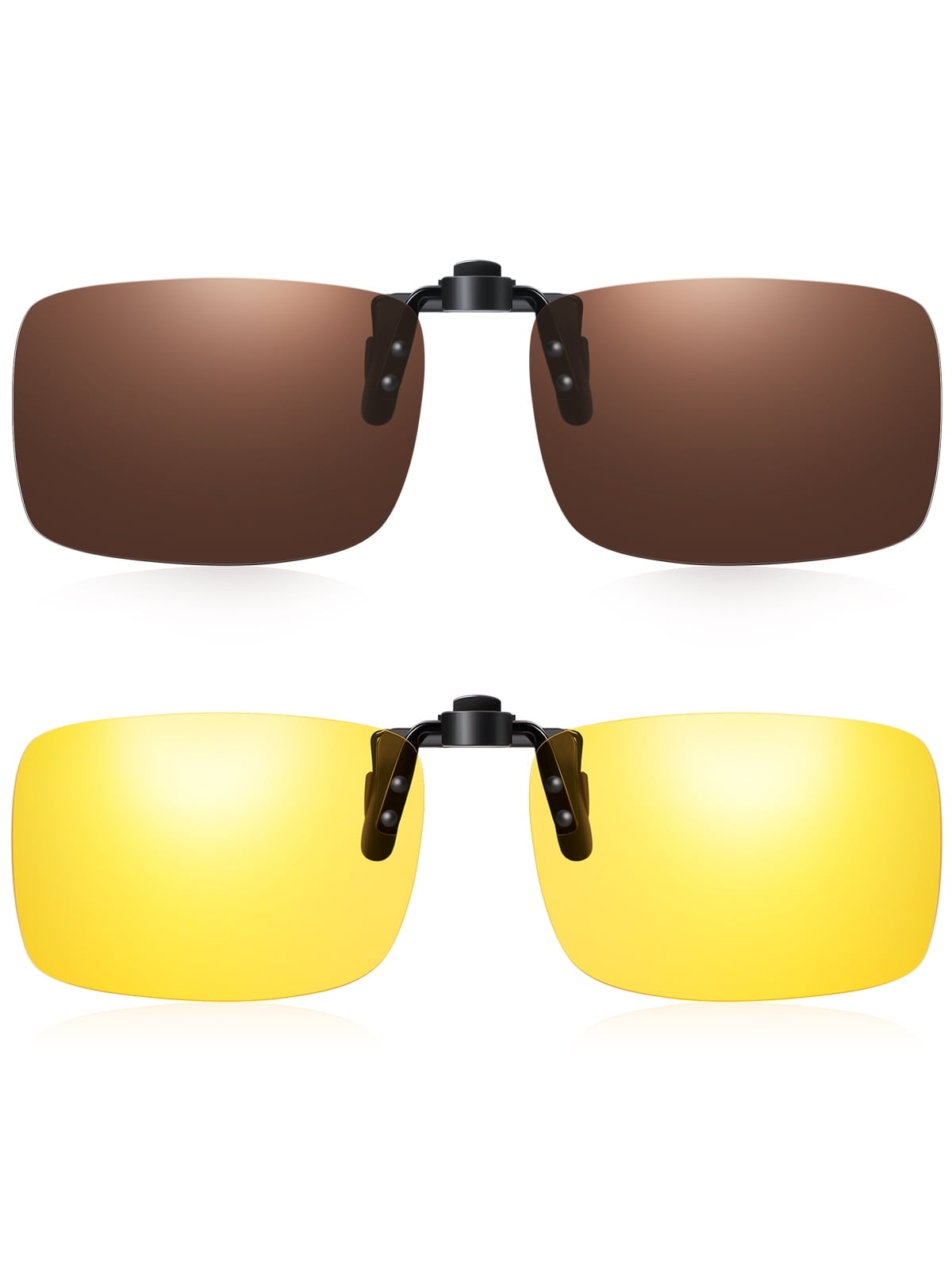 TINHAO 2 Pairs Clip On Sunglasses Flip Up Day&Night Driving Glasses ...