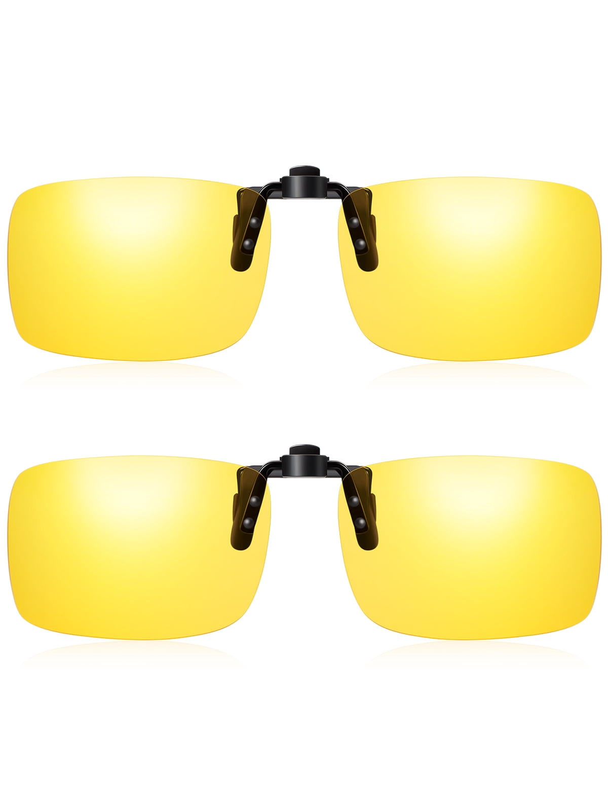 TINHAO 2 Pairs Clip On Sunglasses Flip Up Day&Night Driving Glasses ...