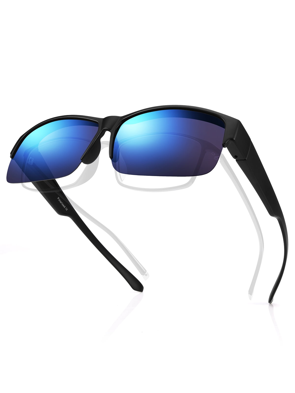 TINHAO Fit Over Glasses Sunglasses for Men & Women Semi Rimless ...