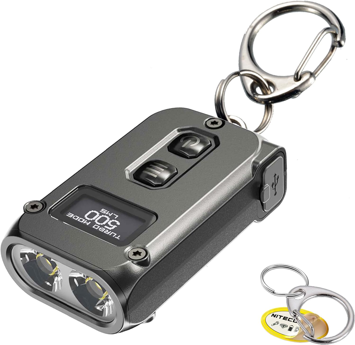 TINI 2 Keychain Flashlight, 500 Lumen USB-C Rechargeable Fast Charging ...
