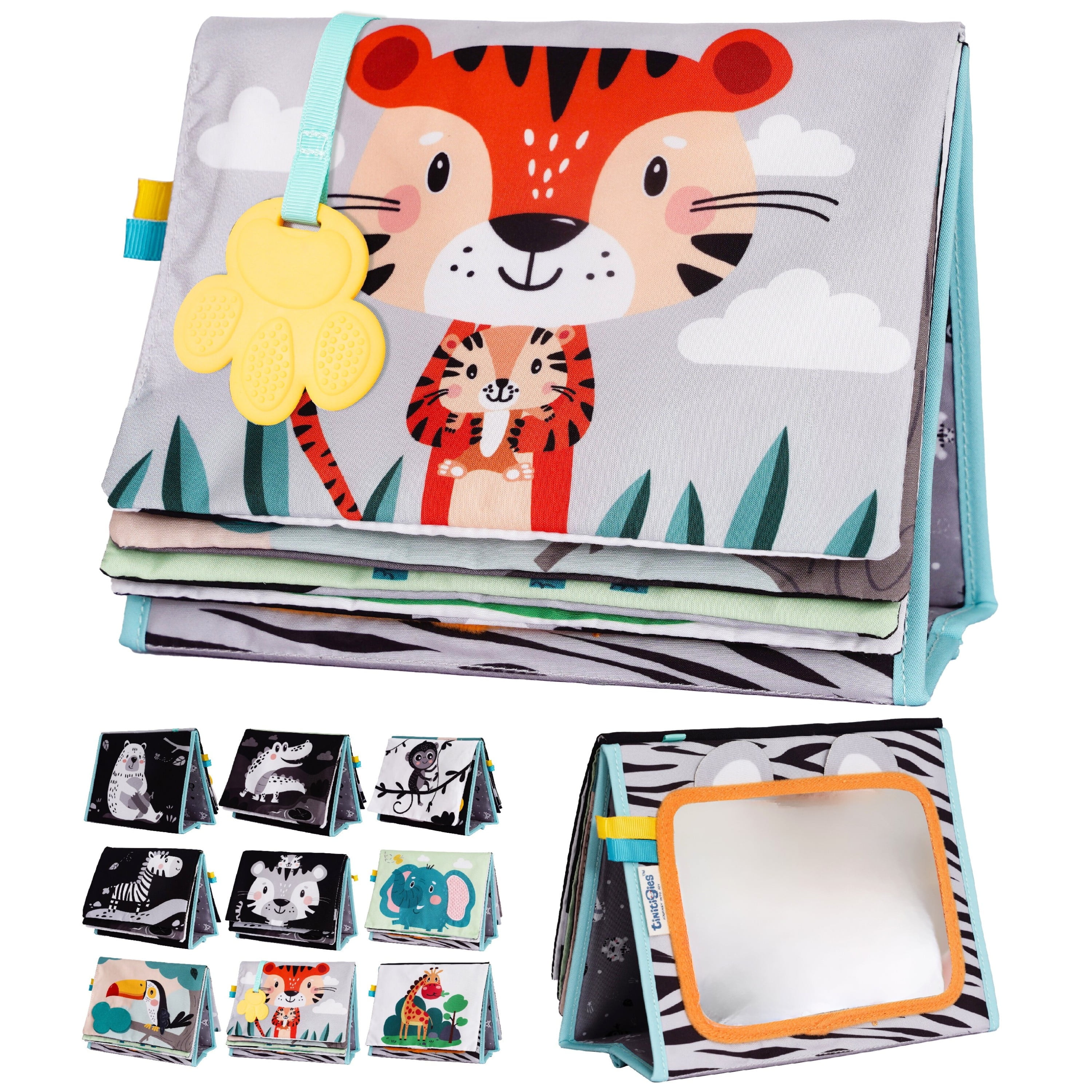 TINITIGIES Tummy Time Mirror for Babies – High Contrast Book with Large ...