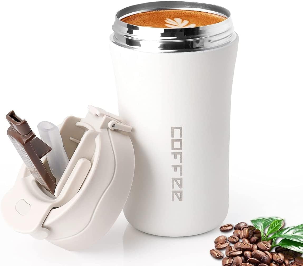 TINKDAS Travel Reusable Spill Proof Coffee Mug with Snap Seal Lid ...