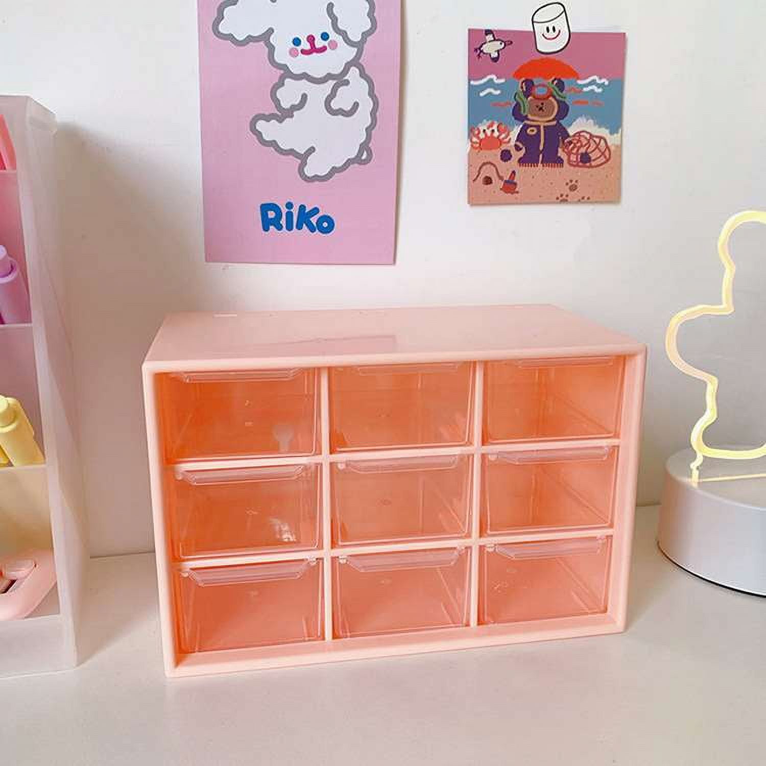 TINKER Girl 9 Grids Parts Drawer Desktop Storage Box Organizer, Plastic ...