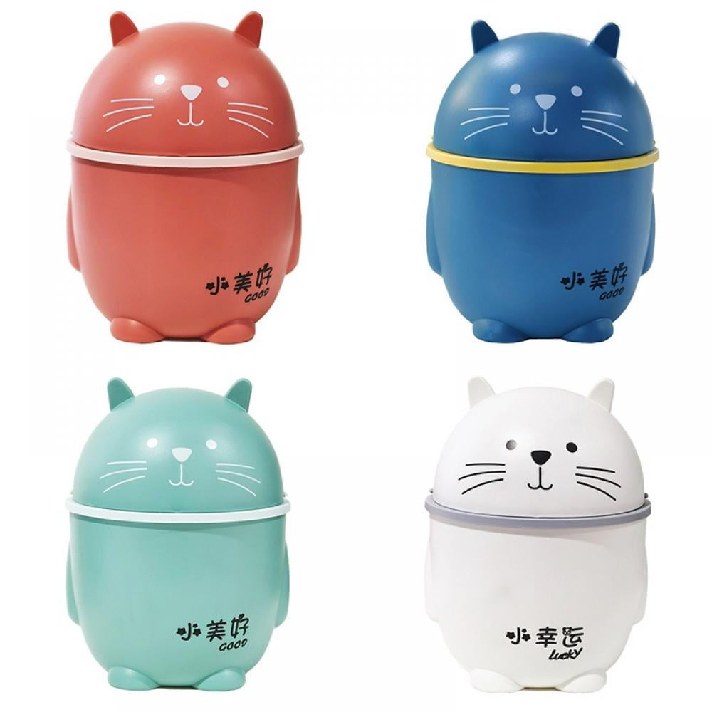 TINKER Household Desktop Trash Can with Flip Lid, Cartoon Cute Small ...