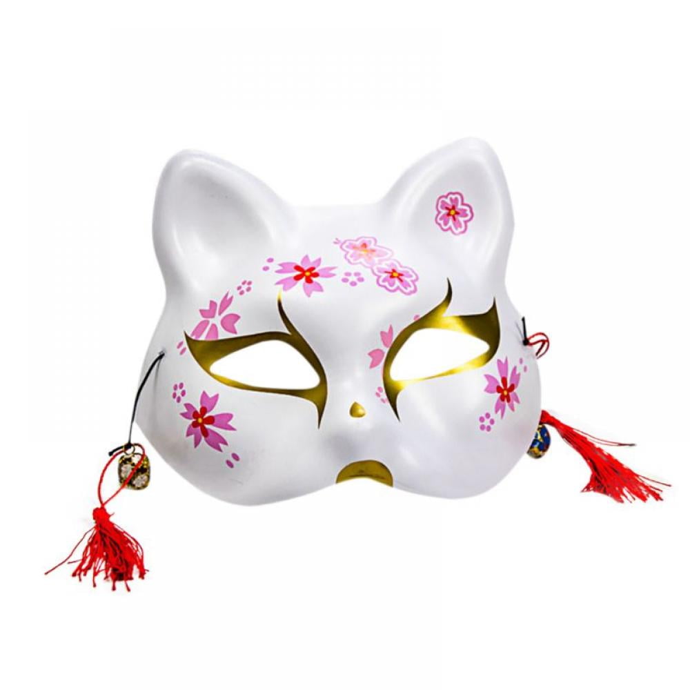 Tinkercad Kitsune Cat Mask Costume White Sakura PVC Fox Spirit ...