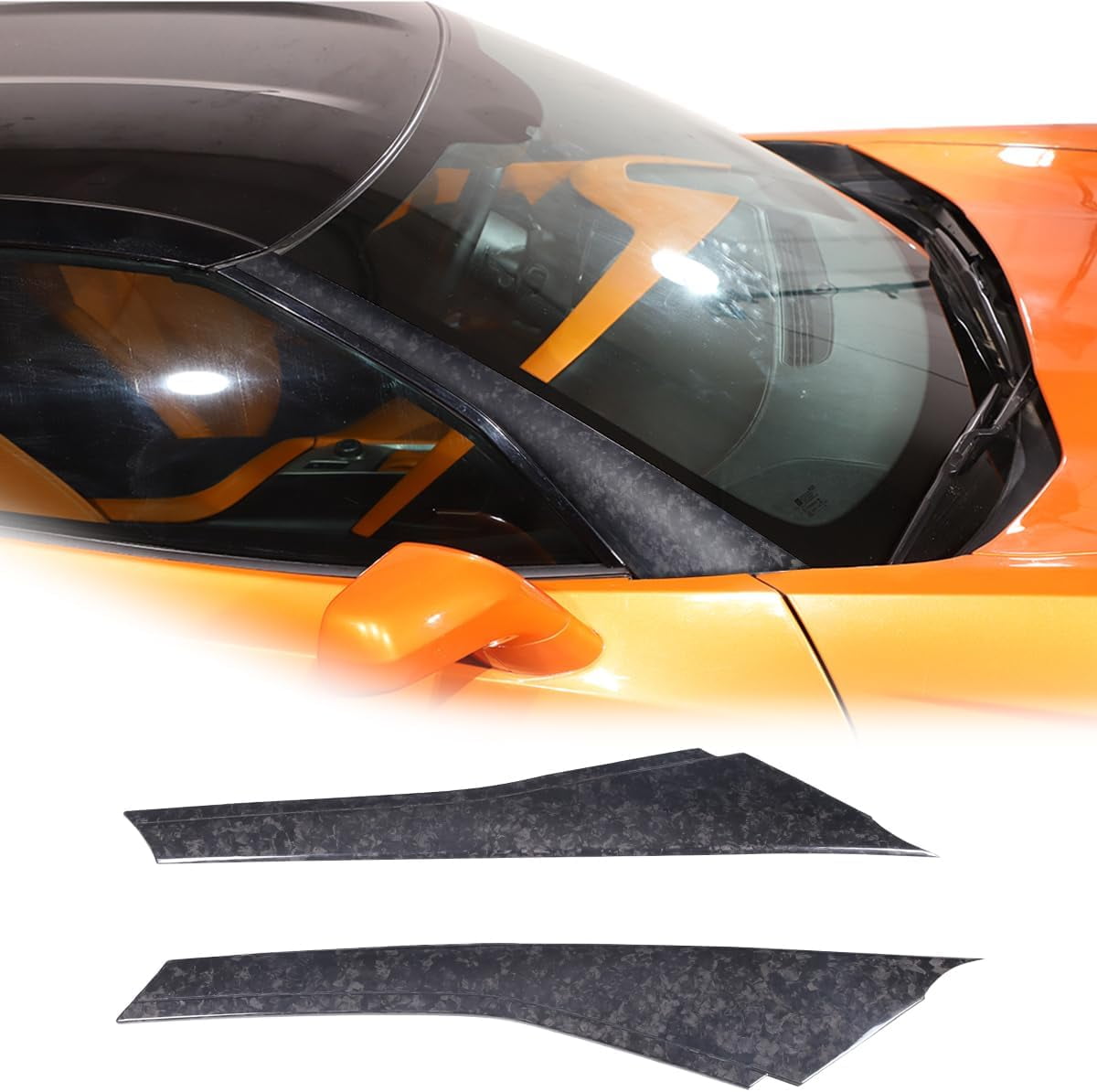 TINKI 100% Real Carbon Fiber Car Front Windshield Glass A-Pillar Trim ...