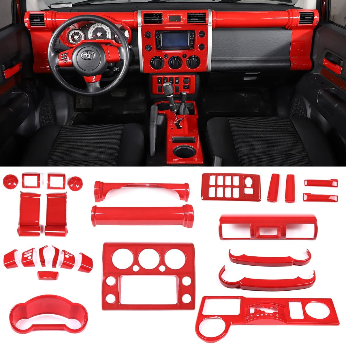 TINKI ABS 26PCS Center Console Panel Trim Sets Fit for Toyota FJ ...