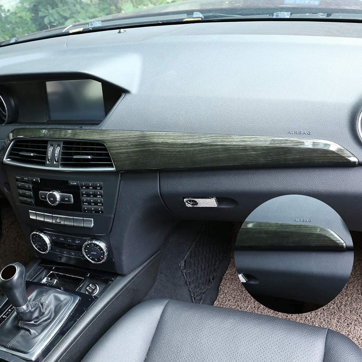 TINKI ABS Pine Wood Grain Car Center Console Dashboard Cover Panel for ...