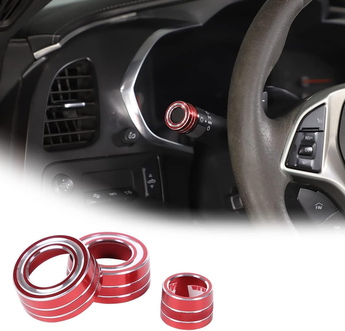 TINKI Alloy Car Light Wiper Lever Knob Circle Trim Stickers for ...